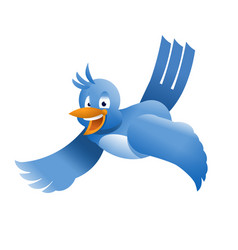 Cute blue bird cartoon Royalty Free Vector Image