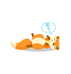 Cute fox sleeping in a den on Royalty Free Vector Image