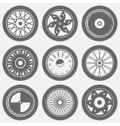 Motorcycle wheel icons Royalty Free Vector Image