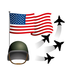 United state flag with military helmet Royalty Free Vector