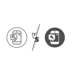 Spanner tool line icon phone repair service sign Vector Image