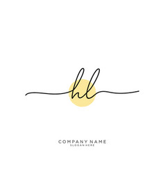 Hl initial handwriting logo with rectangle Vector Image
