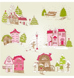 Set vintage christmas tree balls Royalty Free Vector Image