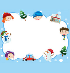 Frame design with kids and flowers Royalty Free Vector Image