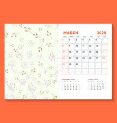 August 2020 monthly calendar planner printable Vector Image