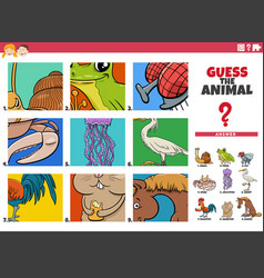 Jigsaw puzzle game with green frog animal Vector Image