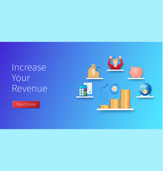 Increase your revenue banner stack coins bag Vector Image