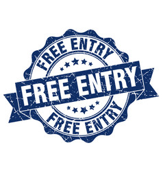 Free entry round isolated gold badge Royalty Free Vector