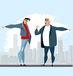 Cartoon two angry men arguing or fighting Vector Image