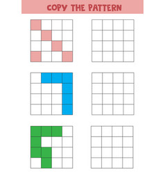 Educational worksheet for kids copy pattern Vector Image