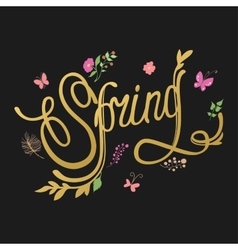 Natural floral background with spring lettering Vector Image