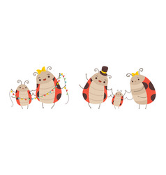 Happy ladybug family mother ladybug embracing her Vector Image