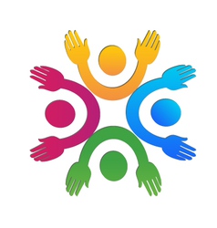 Teamwork holding hands logo Royalty Free Vector Image