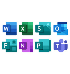 Set microsoft office products Royalty Free Vector Image