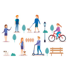 Group people doing activities Royalty Free Vector Image
