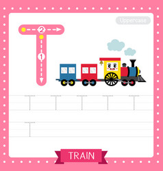 Letter t uppercase and lowercase tracing practice Vector Image