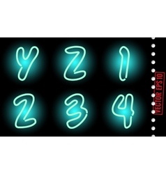 Neon tube light letters font Royalty Free Vector Image