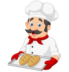 Cartoon chef serving bread Royalty Free Vector Image