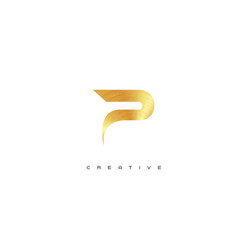 Gold letter p logo p letter design Royalty Free Vector Image