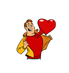 Romantic man with a red heart valentine Royalty Free Vector