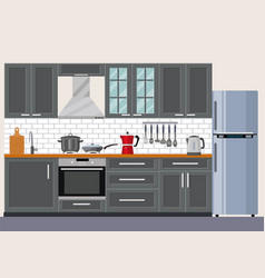 Flat of kitchen interior Royalty Free Vector Image