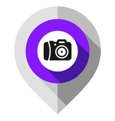 Photo camera map pin icon Royalty Free Vector Image