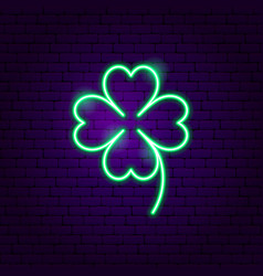 Three leaf clover neon sign Royalty Free Vector Image