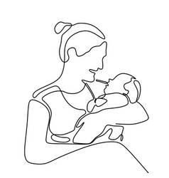 Mother holding little baby in her arms continuous Vector Image