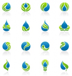 Drops and leaves design elements Royalty Free Vector Image