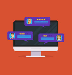 Feedback customer review page on computer monitor Vector Image