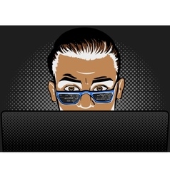 Software developer at work comic book style Vector Image
