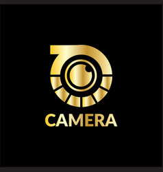Gold camera technology logo Royalty Free Vector Image