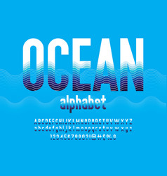 Water waves style font Royalty Free Vector Image