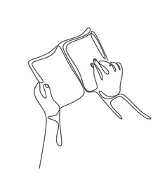 Flying book one line drawing with butterfly Vector Image
