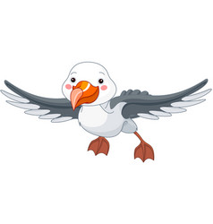 Cartoon albatross eating a fish Royalty Free Vector Image