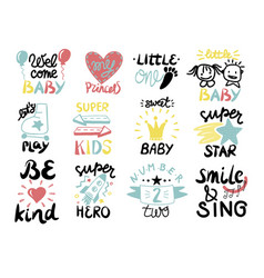 15 children s logo with handwriting little one Vector Image