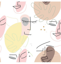 Face line pattern abstract drawing seamless print Vector Image