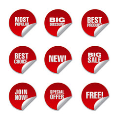 Collection red discount stickers promotion Vector Image
