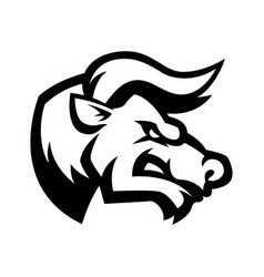 Angry bull baseball team logo mascot emblem Vector Image