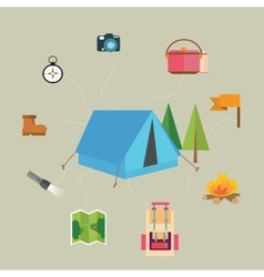 Camping symbol travel map Royalty Free Vector Image
