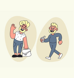 Four man outline faces Royalty Free Vector Image