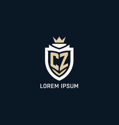 Initial letter mj shield and crown logo style Vector Image