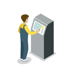 Operator assembly line isometric 3d icon Vector Image