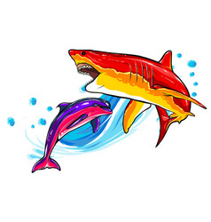 Shark with open mouth in sea flat Royalty Free Vector Image