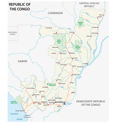 Republic congo road map Royalty Free Vector Image