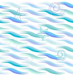 Blue wave sea seamless pattern marine element Vector Image