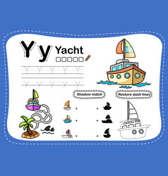 Alphabet letter y-yogurt yacht yarn Royalty Free Vector