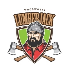 Lumberjack logger with axe retro Royalty Free Vector Image