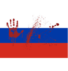 Crossed out flag of russia in the sign stop Vector Image