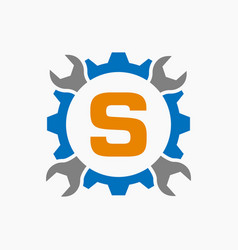 Letter m repair logo gear technology symbol Vector Image